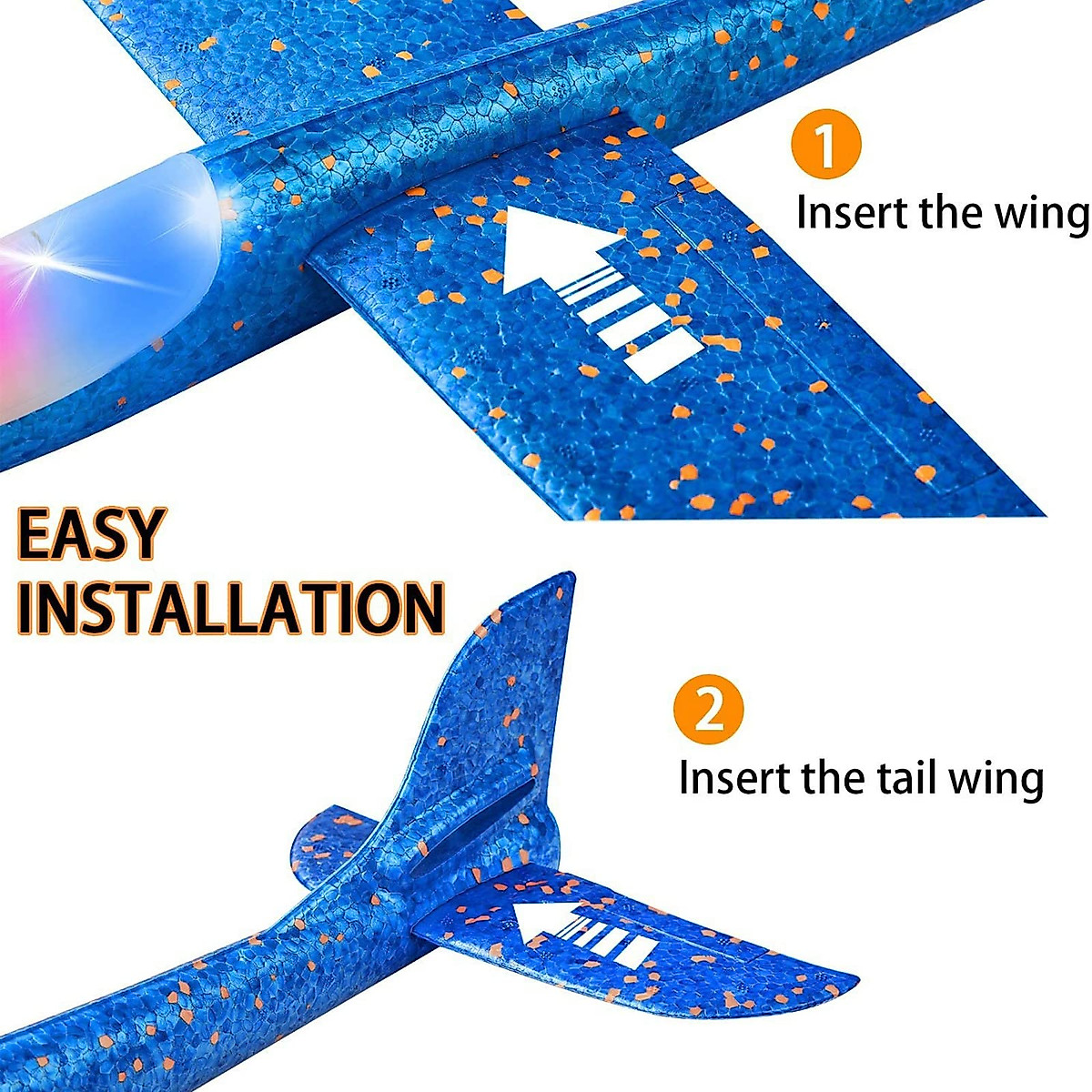 Airplane Toys Foam Aeroplane Activities Glider Planes Launcher Flying Led Light Catapult Games Kit Outdoor for Boys Girls Kids 3 4 5 6 7 8 Year Olds age 4-10 Presents Birthday 3 Pack