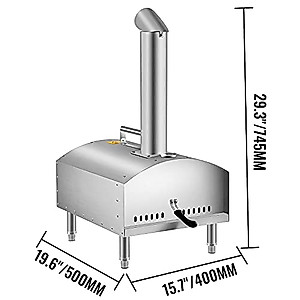VEVOR Wood Fired Oven 12",Outdoor Pizza Oven with Foldable Legs,Stainless Steel Pizza Maker 932℉ Max Temperature,Wood Pellets Burning Pizza Oven with Accessories for Outside,Garden,Courtyard Cooking.