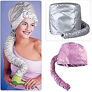 Easy Use Hair Perm Hair Dryer Nursing Dye Hair Modelling Warm Air Drying Treatment Cap Home Safer Than Electric Cap (Pink)