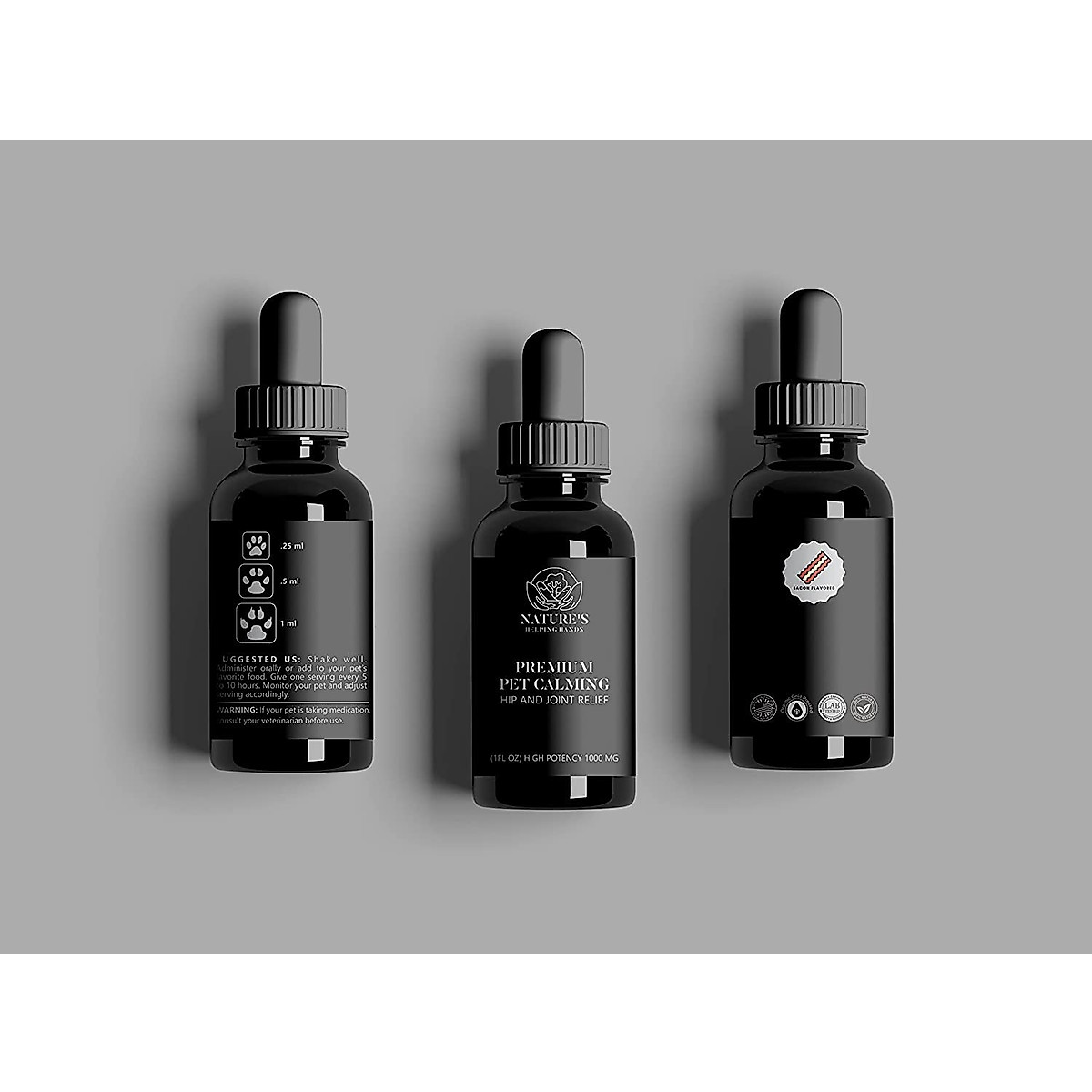 Nature's Helping Hands Premium Hemp Oil for Dogs Cats – Organic Drops for Stress Allergy Pain Relief & seizures – Calming Treats for Joint & Hip Arthritis