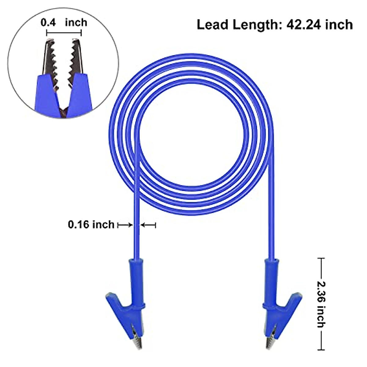 WGGE 5PCS Dual Ended Alligator Clips Test Leads Set, 15A Test Lead Wire Cable with Insulators Clips, Heavy Duty Cable with Protective Jack Copper Clamps for Electrical Testing 5 Colors 3.3 ft/1m