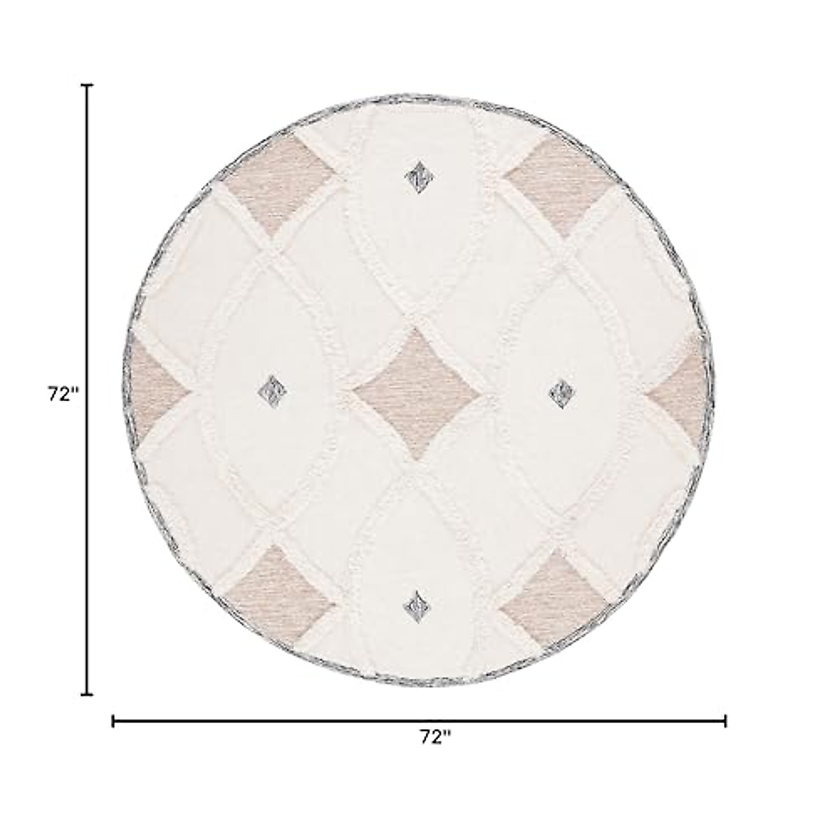 SAFAVIEH Casablanca Collection Area Rug - 6' Round, Ivory & Brown, Handmade Geometric Textured Rustic Boho Wool, Ideal for High Traffic Areas in Living Room, Bedroom (CSB991A)