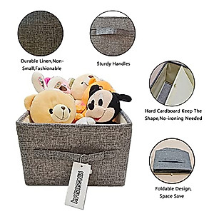KINGSUSLAY Collapsible Fabric Storage Basket, Storage Bins and Baskets for Organizing, Perfect for Easter Gift Stuffers, Clothes, Nursery, Toys,Closet Bins(Grey-3PCS, 16.15x10x6.5Inch)