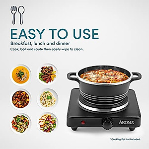Aroma Housewares AHP-303 Single Burner Hot Plate, Black