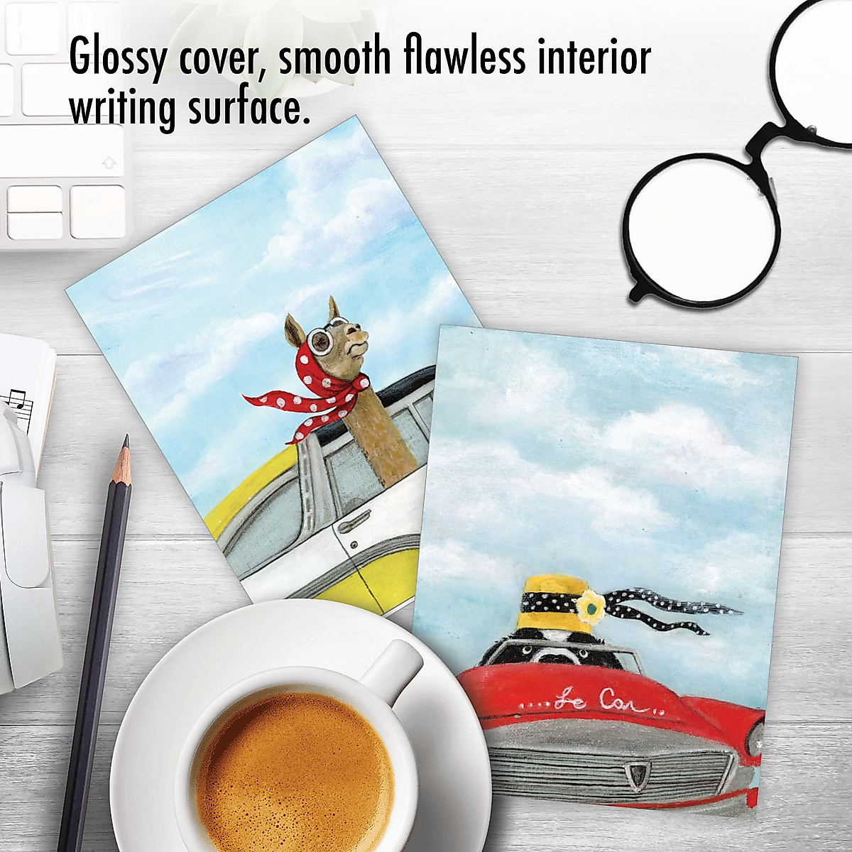 The Best Card Company Assorted Blank Greeting Card Box Set - Incl. 20 Cards + Envelopes - 10 Unique Designs - Perfect for Thank Yous, Invitations, More - Driving Divas AM9276OCB-B2x10