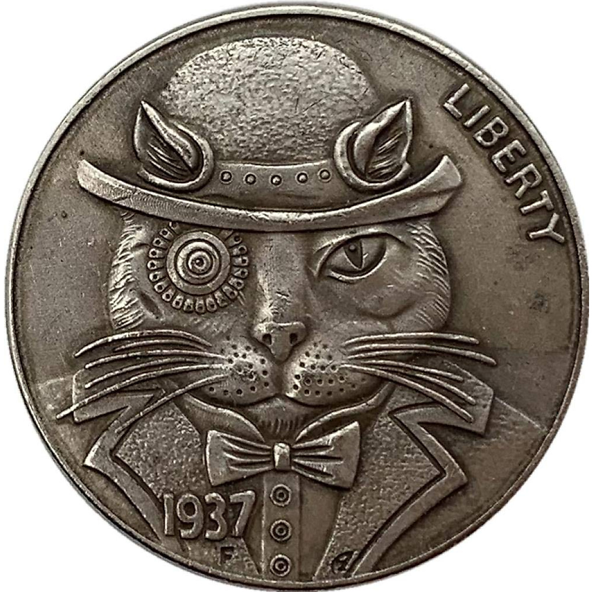 MKIOPNM Exquisite Collection of Commemorative Coins 1937 hobo Coin Gentleman cat Antique Copper Old Silver Commemorative Coin Collection Animal Craft Embossed Coin Ancient Coin