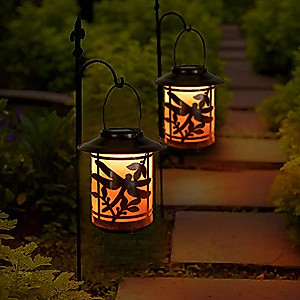 Solar Lanterns Outdoor Waterproof , Dragonfly Pattern Solar Lantern Outdoor Hanging with Handle, Metal LED Christmas Solar Outdoor Lights for Garden Patio Porch Pathway Yard Tabletop Decoration