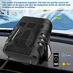 Car Heater Defroster, 2 in 1 Auto Car Windshield Heater Cooling Fan 12 Volt 120W Auto Defogger 360° Rotatable Heating Defrost