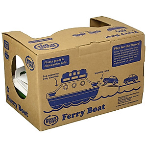 Green Toys Ferry Boat, Green/White CB - Pretend Play, Motor Skills, Kids Bath Toy Floating Vehicle. No BPA, phthalates, PVC. Dishwasher Safe, Recycled Plastic, Made in USA.