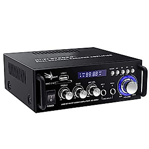 Kaynell 298A Wireless Bluetooth 5.0 Stereo Audio Amplifier, RMS 40Wx2, Max 300Wx2 Dual Channel Power Amp Sound Receiver w/USB, SD Card, FM Radio Home Speakers Theater System Remote Controller, Black