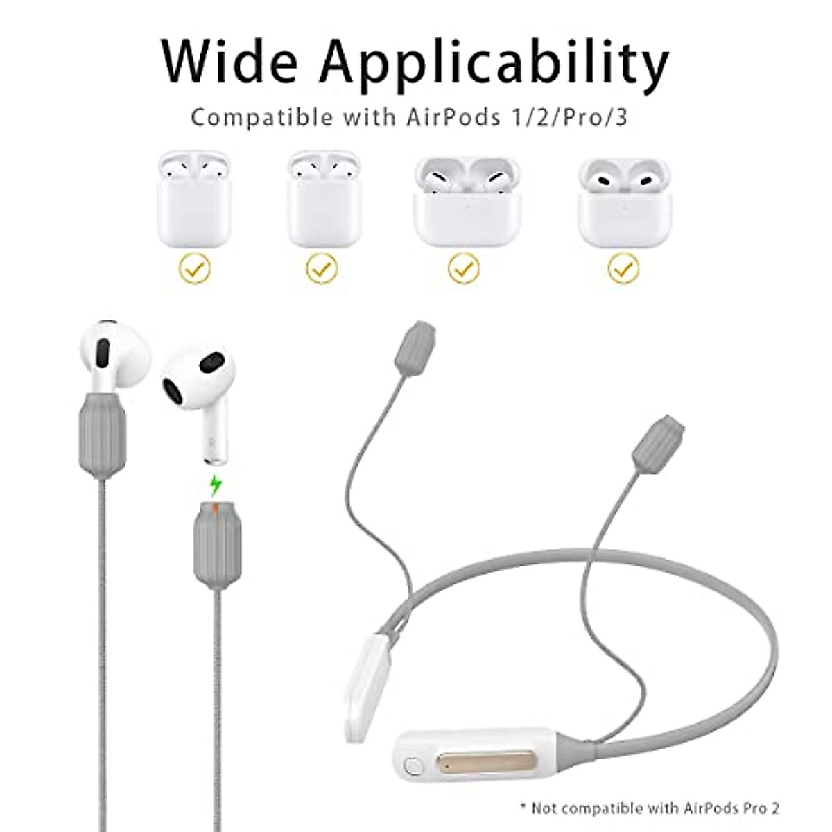 Censi Wearable Power Supply for AirPods, Air Pods with Intelligent Charging, Drop-Proof, Longer Battery Life, and Easier Call answering.AirPods Anti-Lost,,Charge All Versions of White (HI16-A)