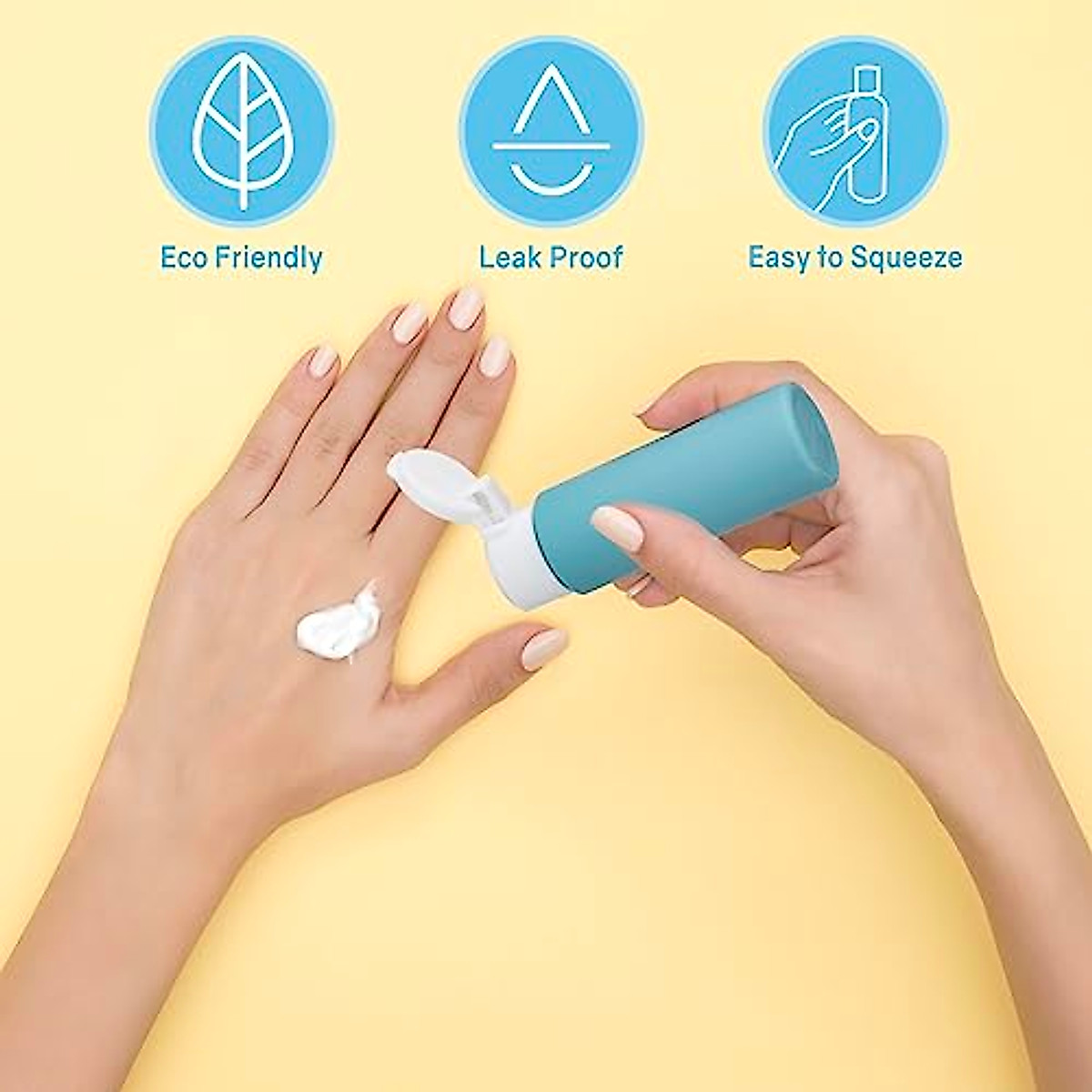 TSA Approved Travel Bottles Set for Toiletries 50ml 1.7oz Squeeze Bottle Travel Size Container Kit Portable Leak Proof Refillable Cosmetic Airplane Essential Shampoo Conditioner Body Lotion Shower Gel