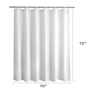 Titanker Fabric Shower Curtain Liner Washable, 70 x 72 Inches, White Shower Liner Fabric with 2 Magnets, Bathroom Polyester Shower Liner Waterproof Soft Lightweight, White