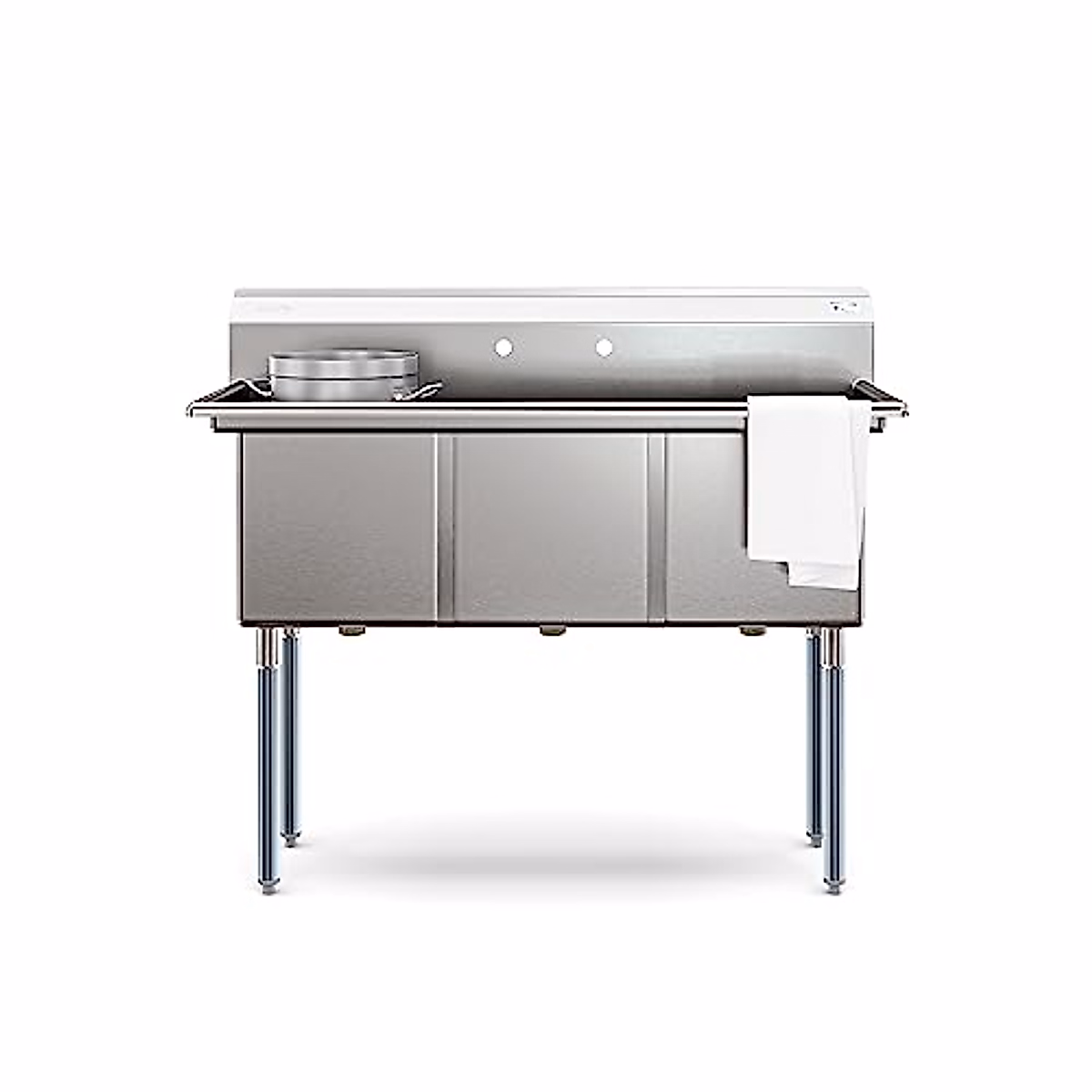 KoolMore 51 in. Three Compartment 18-Gauge Stainless-Steel NSF Commercial Kitchen Sink, Bowl Size 15x15x14, with Three Basins and Pre-Drilled Faucet Holes for Restaurants and Cafes (KM-SC151514-N3)