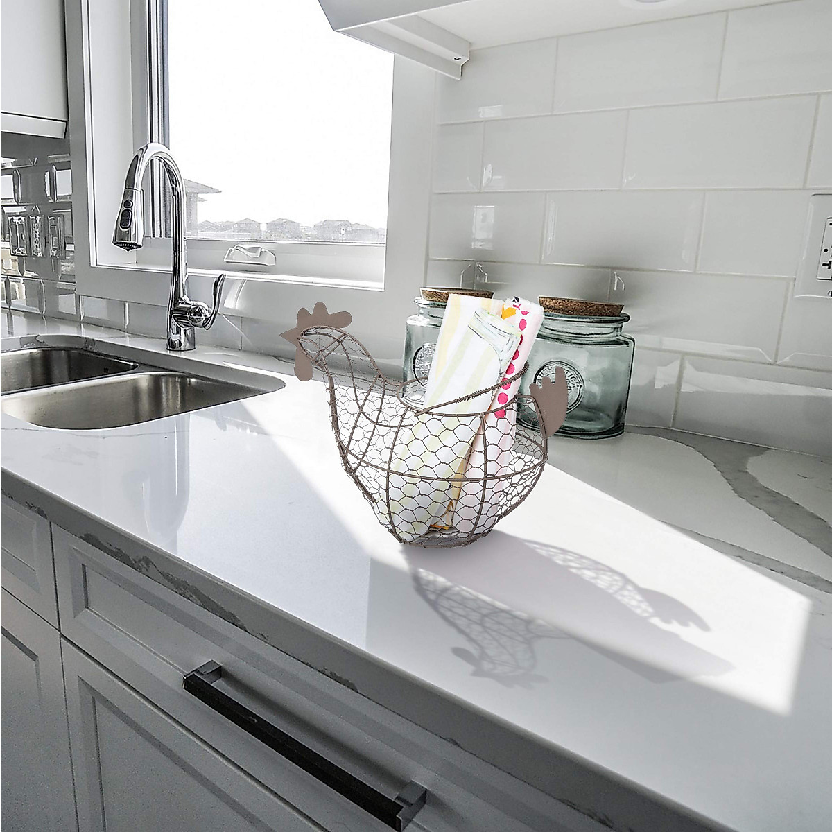 Tag 204829 Farmhouse Chicken Wire Basket, 9.6 x 11.25 x 6.7, Antique Finish