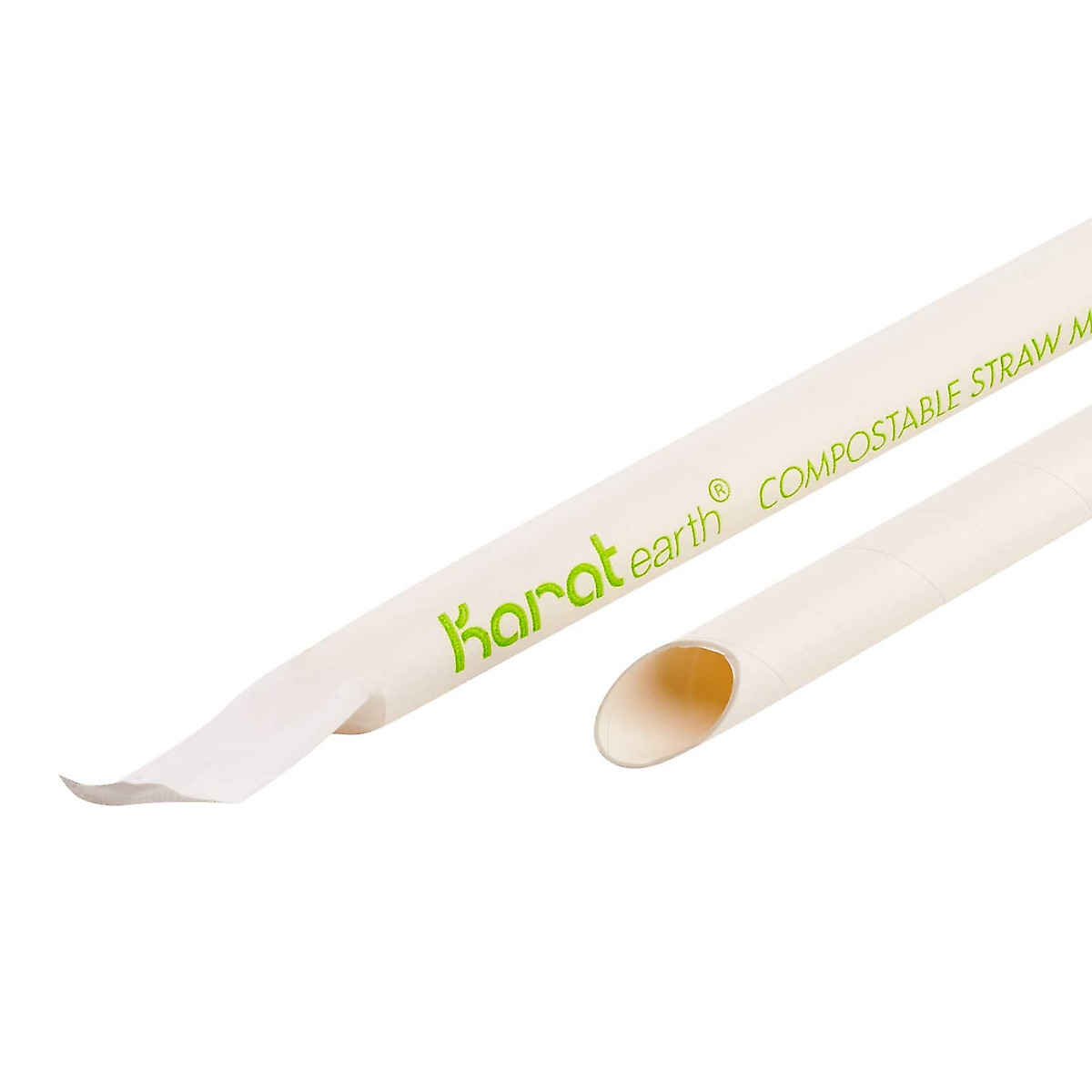 Karat Earth 9" Colossal Paper Straw Wrapped Diagonal Cut - White (Case of 1600)