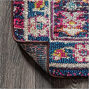 JONATHAN Y MDP200A-28 Modern Persian Boho Floral Bohemian Vintage Country Indoor Area-Rug Country Easy-Cleaning Bedroom Kitchen Living Room Non Shedding, 2 ft x 8 ft, Multi,Purple