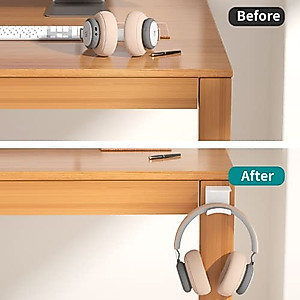 HomeMount Headphone Hook Under Desk - Headphone Holder Under Table, Adhesive Gaming Headphone Stand Hanger Desk Mount for Most Headphone（White）