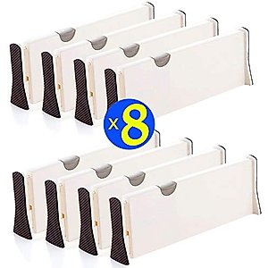 Ormeli Drawer Dividers Expandable Adjustable Dresser Drawer Organizers Divider for Clothes, Silverware and Utensils fit Kitchen, Bedroom, Bookcase, Baby Drawer with Instructions
