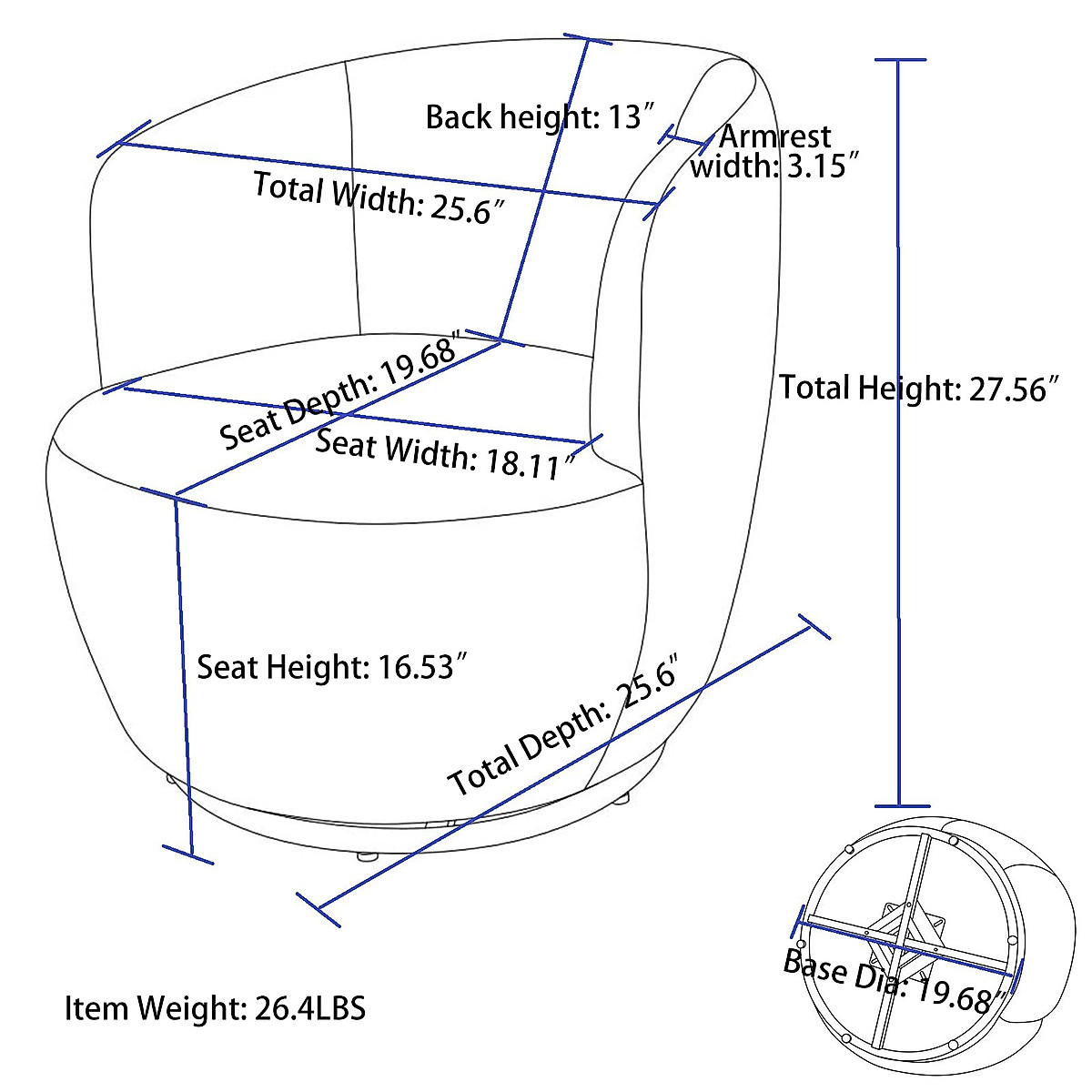 INMOZATA Swivel Barrel Chair, Teddy Fabric Modern Accent Armchair Barrel Chair with Metal Base, Upholstered Comfy 360°Round Single Reading Chair for Living Room Bedroom,Yellow