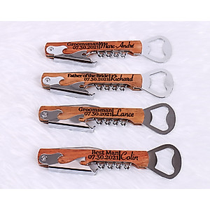Personalized Engraved corkscrew opener Personalized wood bottle opener Wine corkscrew, custom bottle opener Bottle Openers Laser Engraved