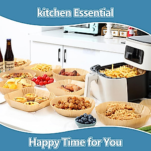 200PCS Air Fryer Paper Liners, Disposable Non-Stick Air Fryer Parchment Paper Fit 4-8QT Air fryer Basket Oil Resistant, Waterproof Baking Paper Roasting Microwave (Round,8 Inch)