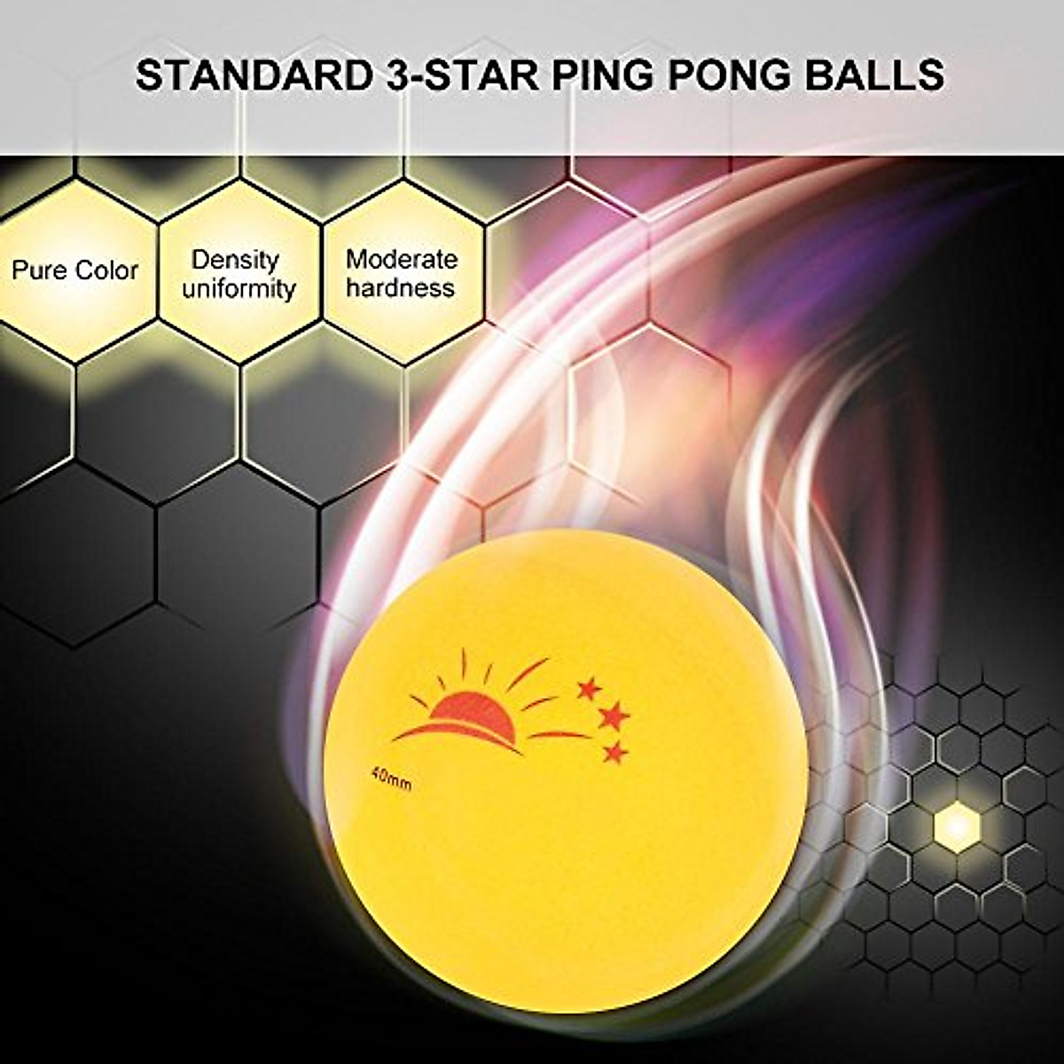 VBESTLIFE Ping Pong Balls with Box, 60 Pcs 3-Star Table Tennis Ball Ping Pong Balls for Competition Training Entertainment(Orange)