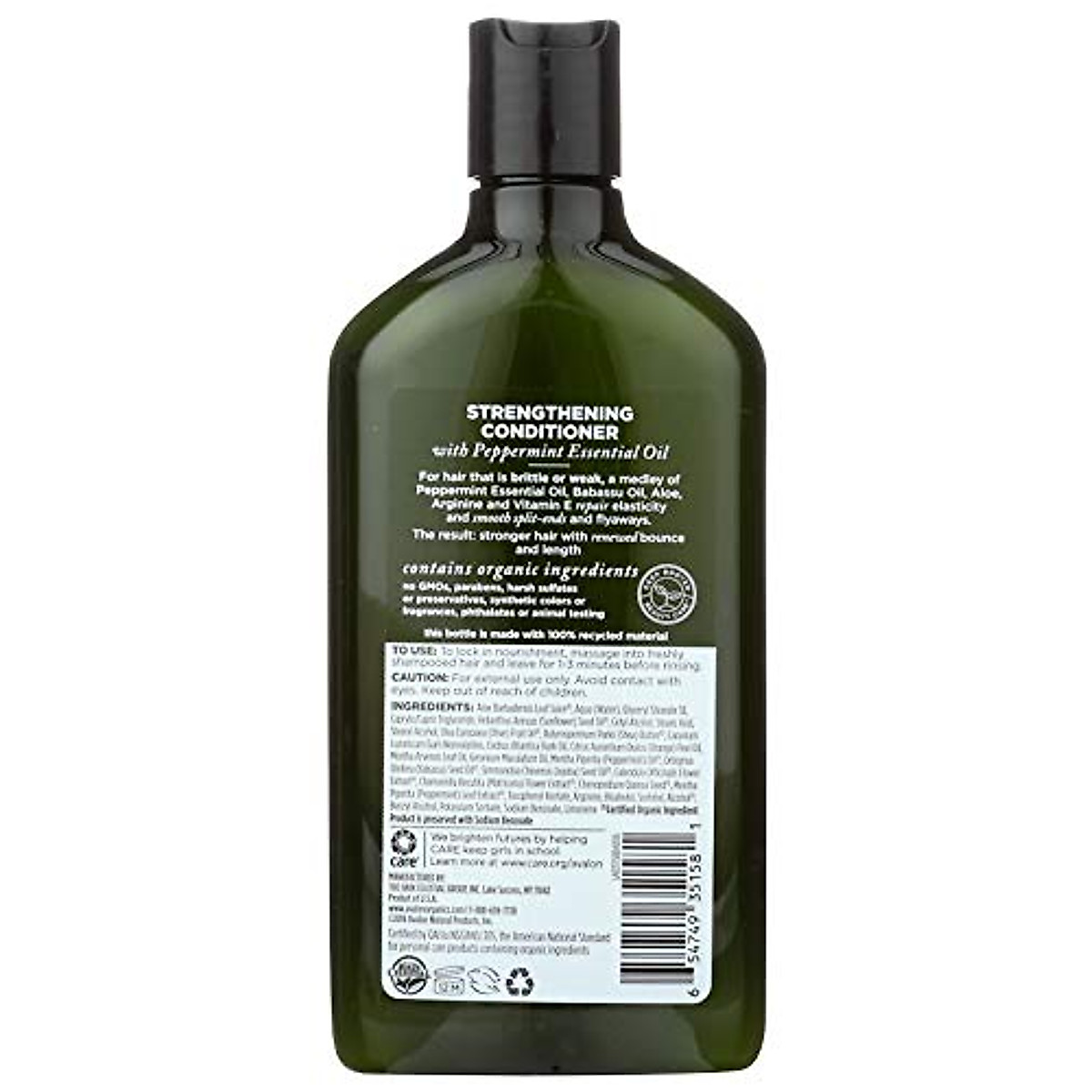 Avalon Organics Conditioner Strengthening Peppermint, 11 oz