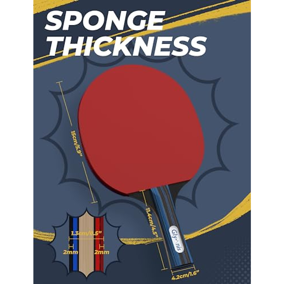 Glymnis Ping Pong Paddles Set of 4 Table Tennis Rackets with 8 Balls, Storage Case for Indoor Outdoor Table Tennis Paddle Game Accessories