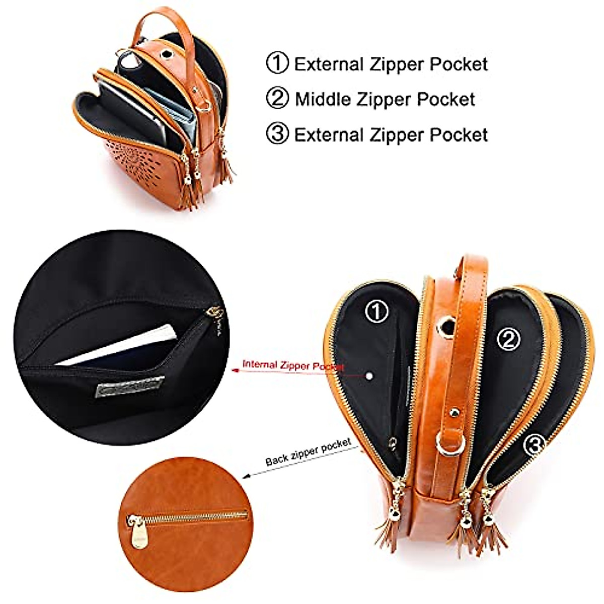 APHISON Fashion Mini Backpack Purse for Women Cute Small Backpacks PU Leather Crossbody Shoulder Bags Handbags Multifunctional and Large-Capacity Daypack Purse L-BROWN