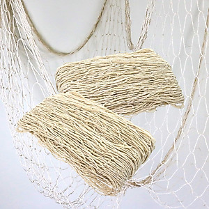 GIFTEXPRESS 2pc Cotton Natural Fish Net Decoration for Hawaiian Party, Pirate Party, Mediterranean, Fishman, Nautical, Mermaid, Fishnet and Beach Party Accessories Décor,