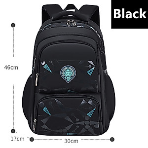 KEBEIXUAN School Bags for Boys Lightweight School Bookbag for Teenage Boys Kids Backpack for School Boy 8-14 Years Old (Black)