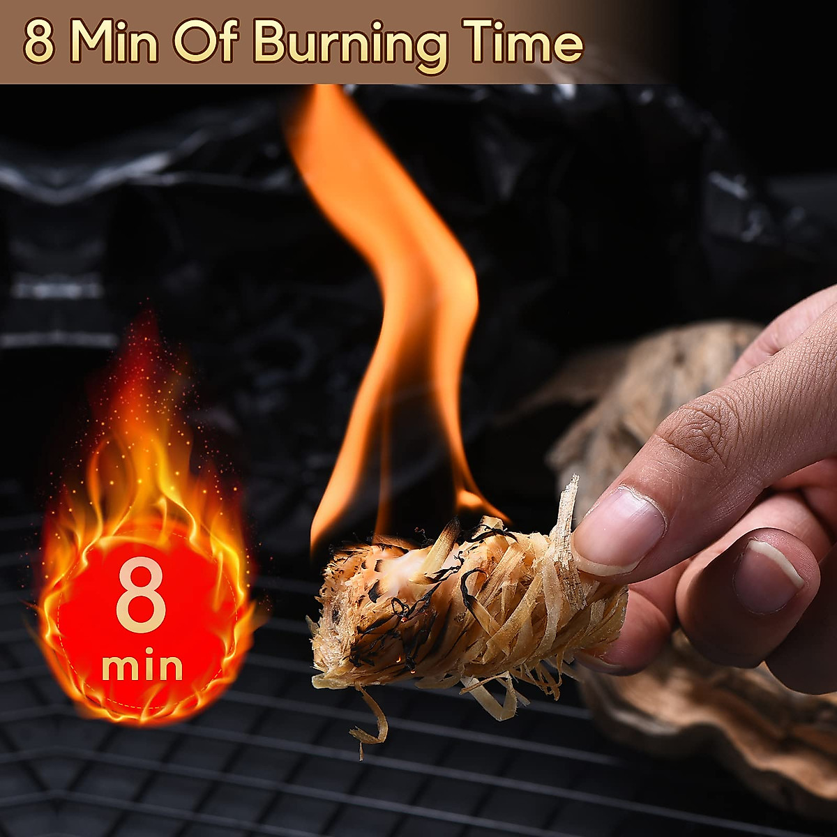 TIFMI Fire Starter - 120 Pcs Fire Starters for Campfires, Fireplace, Grill, Wood & Pellet Stove, Fire Pit, BBQ, Survival, ooni Pizza Ovens, Water Resistant and Odorless Safe for Indoor/Outdoor Use