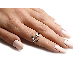 CloseoutWarehouse 925 Sterling Silver Anchor Ring Size 9