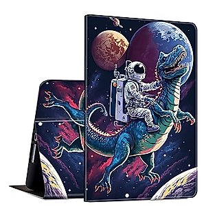 Case for Galaxy Tab S7 FE 5G/S8 Plus/S7 Plus 12.4" Tablet PU Leather Slim Lightweight Cover with Smart Auto Wake/Sleep Protective Case for Samsung Tab S7 FE 2021/S8+ 2022/S7+ 2020,Dinosaur Space-Man