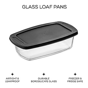 JoyJolt 3pc Loaf Pans for Baking Bread with Lids Baking Set. 1.9 Quart, Large Rectangular Baking Dish With Lid. Oven Pan, Banana Bread Pan, Lasagna Pan Deep with Lid, Bread Saver Container Airtight