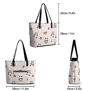 Womens Handbag Panda Patterns Leather Tote Bag Top Handle Satchel Bags For Lady