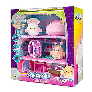 Squishville by Original Squishmallows Blue Seas Inn - Includes Two 2-Inch Squishmallows, Suitcase, Lounger, and Large Playscene - Amazon Exclusive