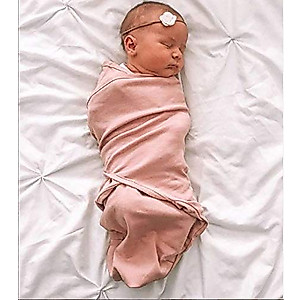 Ely's & Co. Baby Swaddle Blanket - 2 Pack Cotton Swaddle Blanket - Newborn Swaddle 0-3 Months, Newborn Essentials (Mauve Pink Stars & Solid Dusty Rose)