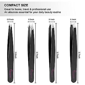Tweezers Set-4 Pieces Gotcha You Looked Circle Punch Game - Sticker.1 (Black)