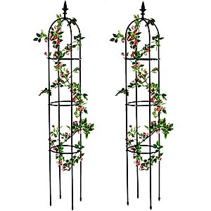 2 Pack Garden Trellis for Climbing Plants Outdoor, Rustproof Plastic Coated Metal Stake Tall Tower Obelisk Trellis for Potted Plant Support Indoor Outdoor Rose Trellis for Vegetable Vines, Lightweight