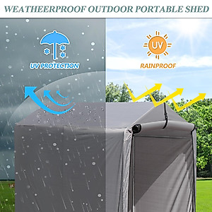 6x3 Ft Outdoor Storage Shed, Waterproof Portable Storage Shed Shelter with Roll-up Zipper Door & Ventilated Windows for Motorcycle, Bike, Tools Gray