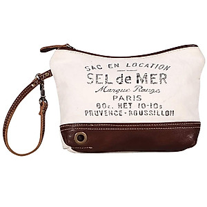 Myra Bags Spunky Canvas & leather Pouch Wristlet S-1960