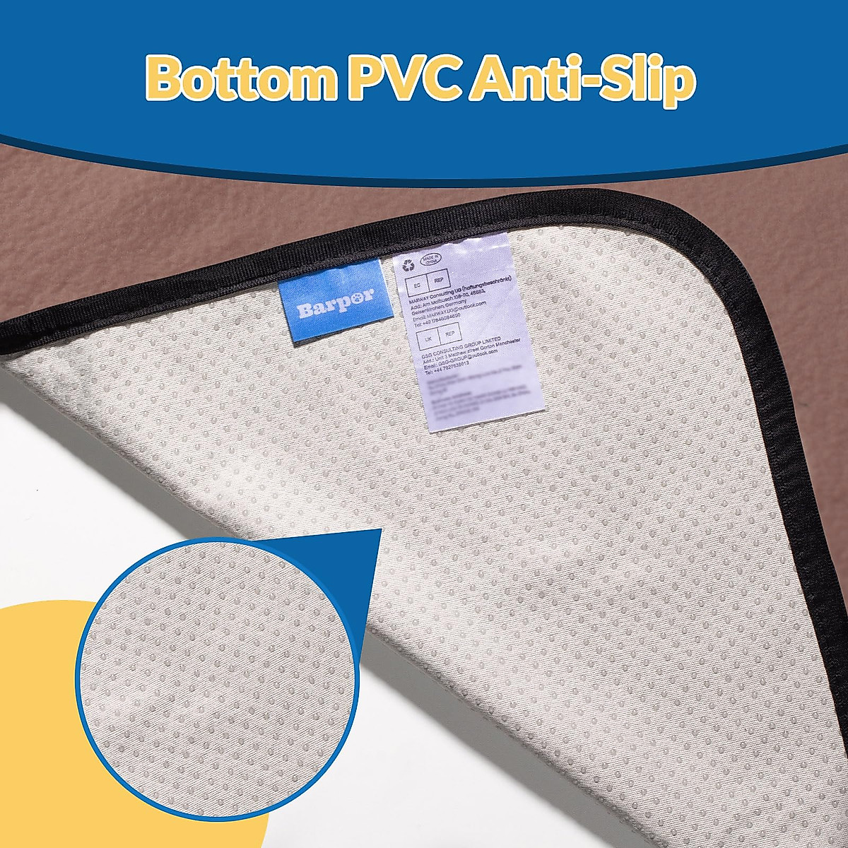 Barpor 48" x 66" Washable Dog Pee Pads Reusable Non-Slip - Puppy Pads Indoor Potty Training Leakproof, Whelping Pads for Floor, Bed, Crate, Cadges, Playpen, Couch Waterproof, Coffee