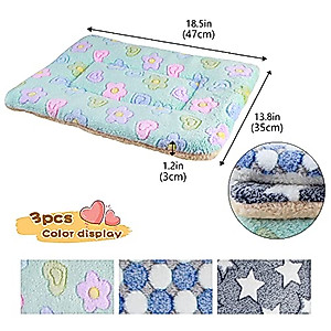 G YITENG 3 Pc Small Animal Plush Bed Mat,Warm Fluffy Kitten Puppy Blanket,Fleece Sleep Pad for Ferrets Hamster, Rabbit Bed Guinea Pig Bed (Large:19 x 12in, Set-G)