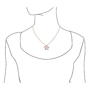 Sterling Silver with Rose Gold Tone Overlay 24mm Open Plumeria Pendant Necklace, 16+2" Extender