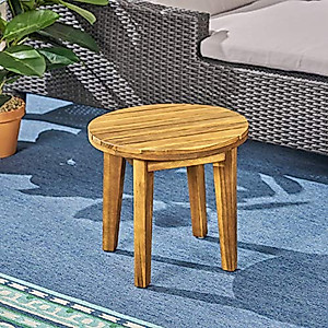 Christopher Knight Home Parker Outdoor 16" Acacia Wood Side Table, Teak Finish