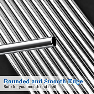 Tomorotec 40oz Straws, 14PCS Stainless Steel Replacement Straws for Stanley 40oz Adventure Quencher Travel Tumblers with Cleaning Brushes 2PCS, Food-Grade, Dishwasher Safe for Smoothies (Silver)