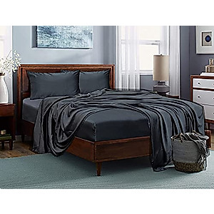 Linenwalas Tencel Pillowcase King Size Set of 2, Lyocell Cooling Silk Pillowcases for Hair & Skin, Soft Breathable Pillowcase with Envelope Closure (Charcoal Grey, 20x40 inches)