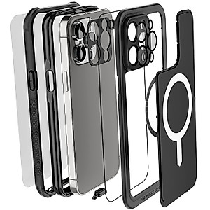 Ghostek NAUTICAL Waterproof Case for iPhone 14 Pro Max Screen Camera Lens Protector Holster Belt Clip MagSafe Heavy Duty Shockproof Full Body Covers Designed for 2022 Apple iPhone14ProMax 6.7" (Black)